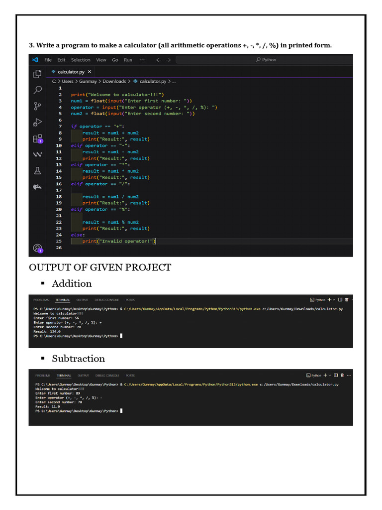 Garvit Calculator Project | PDF