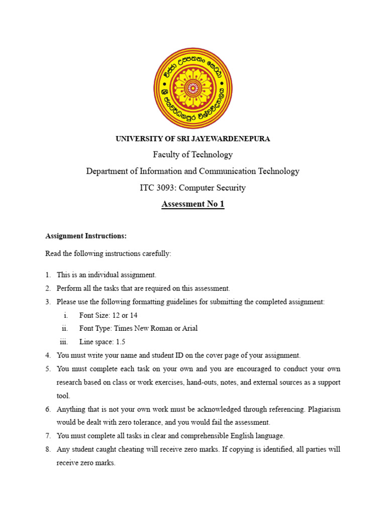 Computer Security - Assessment01 | PDF | Computer Security | Security