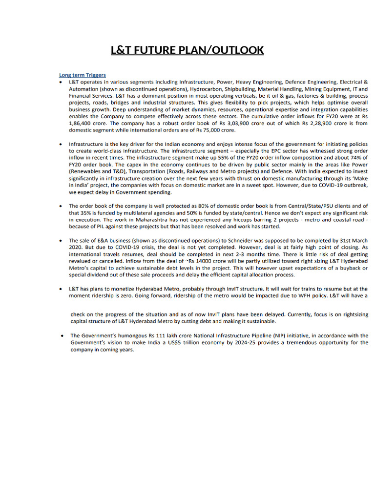L&T Future Plan | PDF