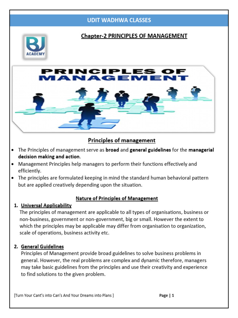 Chapter-2 Principles of Management Notes | PDF | Employment | Economies