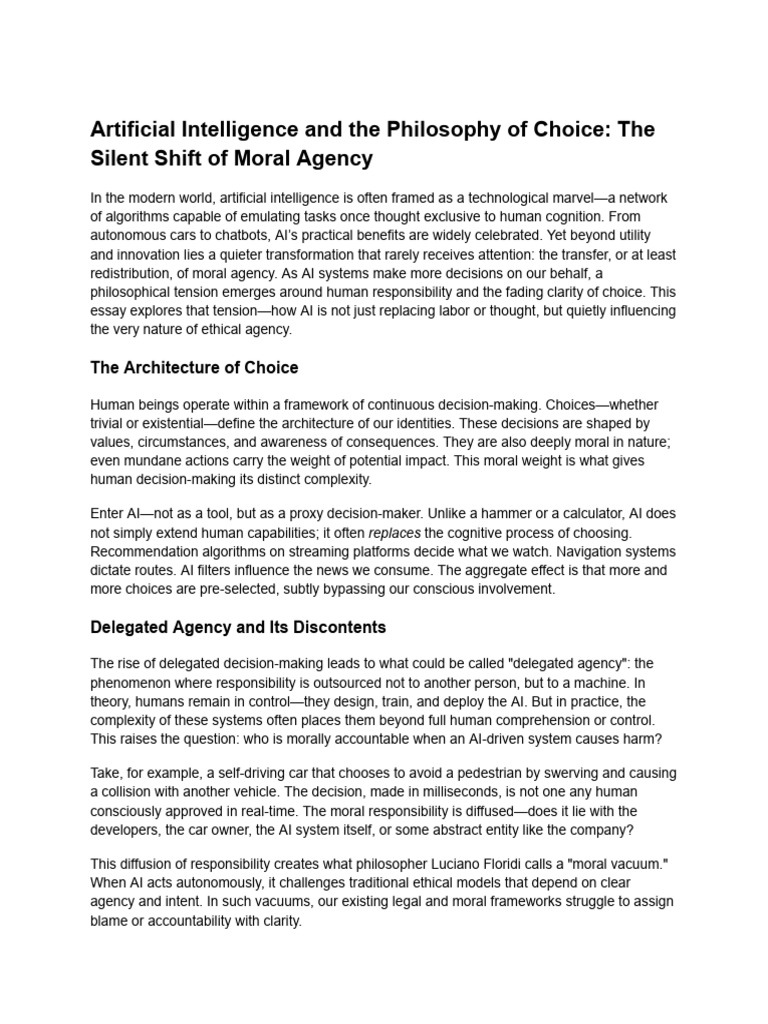 Artificial Intelligence and The Philosophy of Choice - The Silent Shift ...