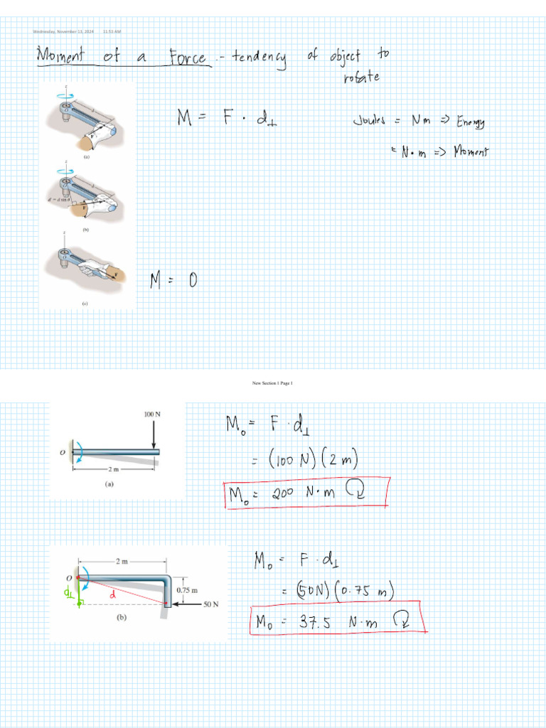Statics of Rigid Bodies Moment of A Force DMET 2 3 | PDF