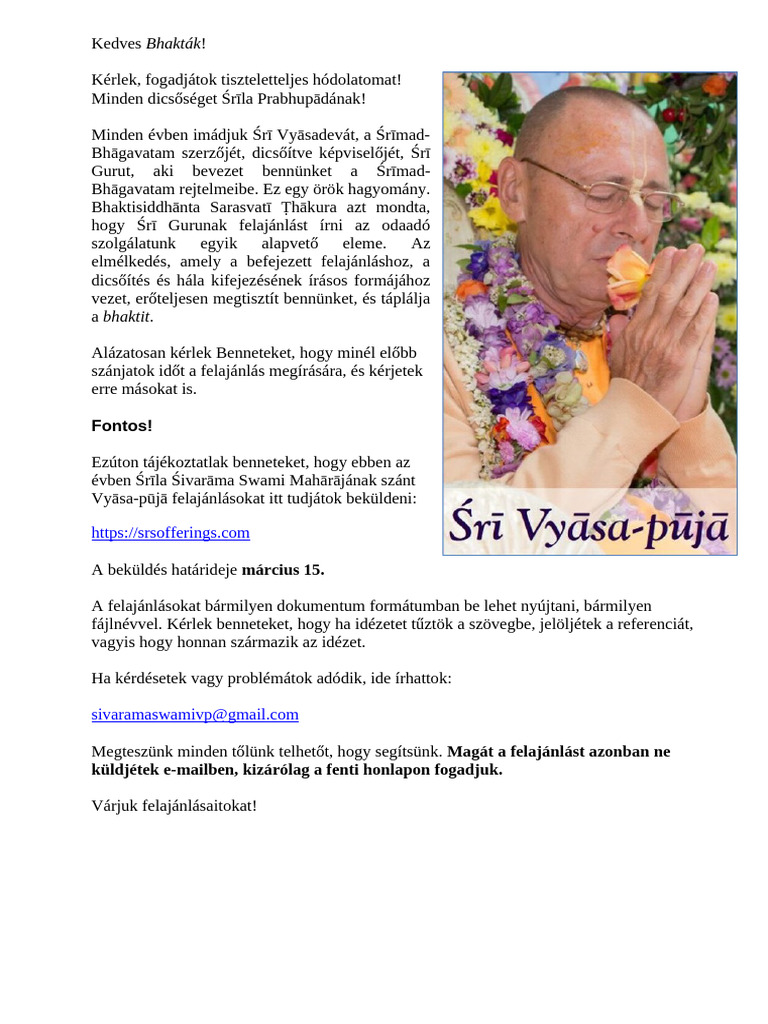 SRS Vyasa Puja 2021 | PDF