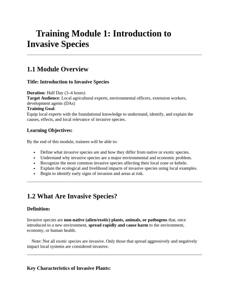 ? Training Modules Invasive | PDF | Invasive Species | Introduced Species