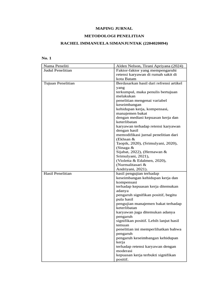 MAPING JURNAL METOPEL | PDF