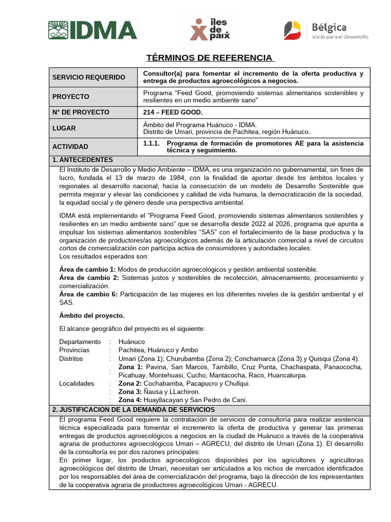 Tdr-2-Consultor Programa Feed Good 2025 | PDF | Sustentabilidad | Economias