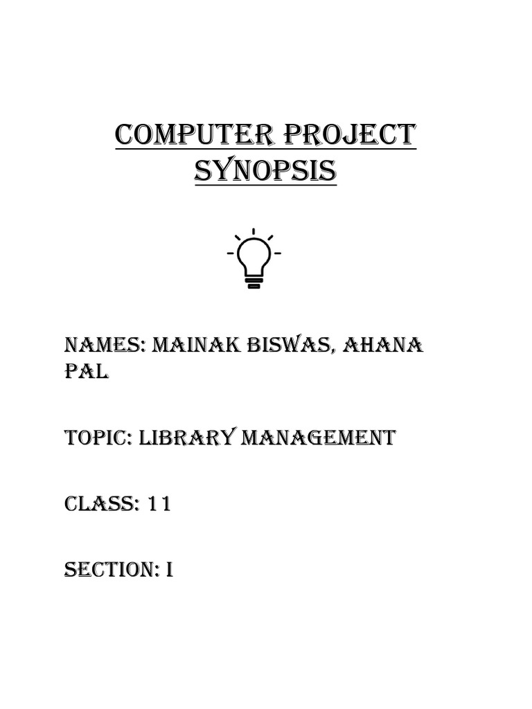 11 CS Synopsis Sample File | PDF | System Software | Computing