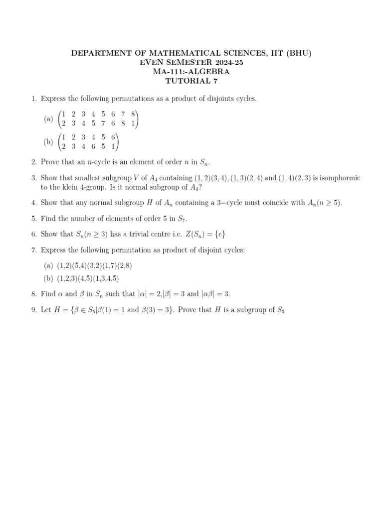 MA_111__Algebra__Tutorial_7 | PDF