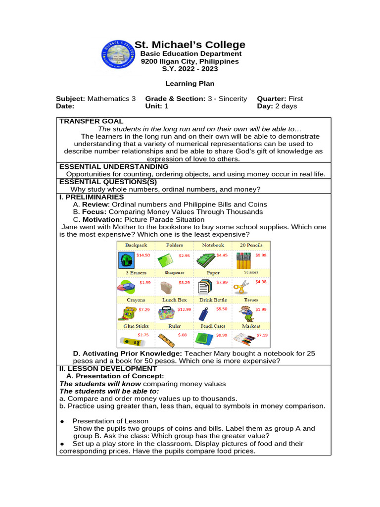 LP - Comparing Money Values Through Thousands | PDF | Money | Knowledge