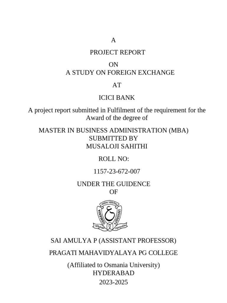 A Complete Project Report On A Study On Foreign Exchange | PDF | Foreign Exchange Market ...