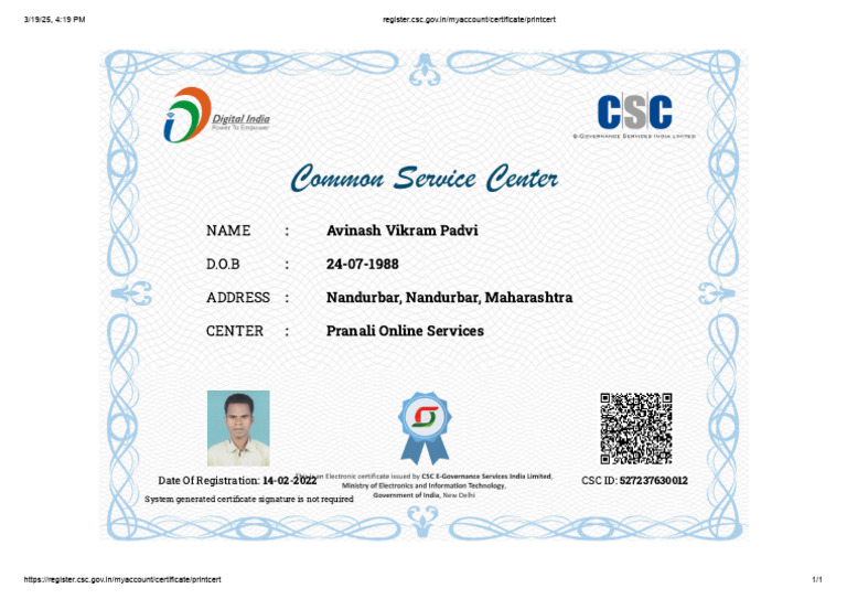 Register - Csc.gov - in Myaccount Certificate Printcert | PDF