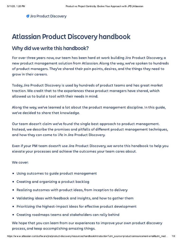 Atlassian Product Discovery Handbook | PDF