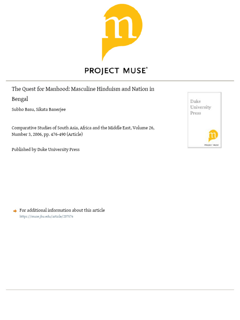 Subho Basu Sikata Banerjee | PDF | Masculinity | Nationalism