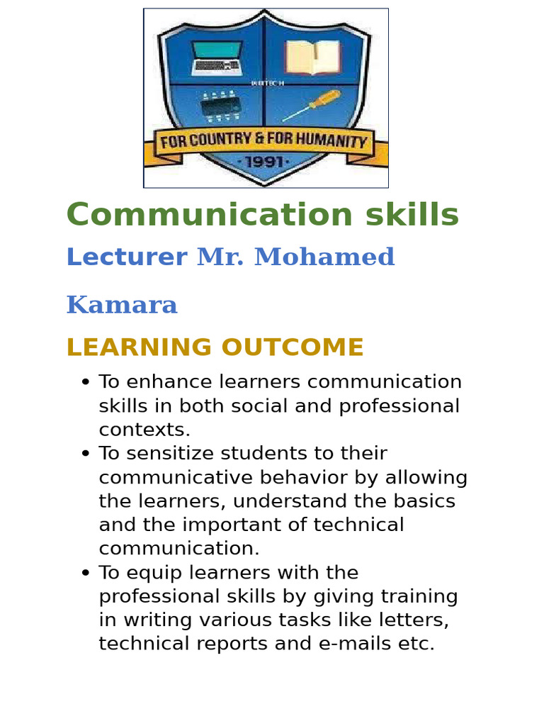 Communication Skills NOTES | PDF | Communication | Nonverbal Communication