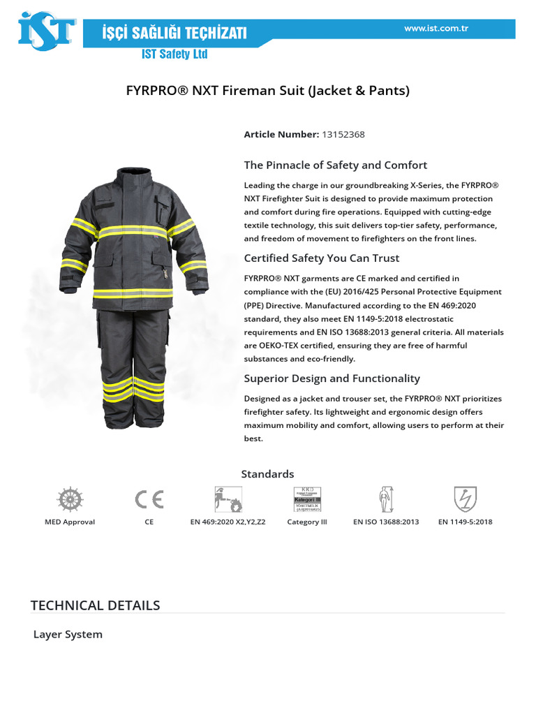 FYRPRO® NXT Fireman Suit (Jacket | PDF | Textiles | Personal Protective Equipment