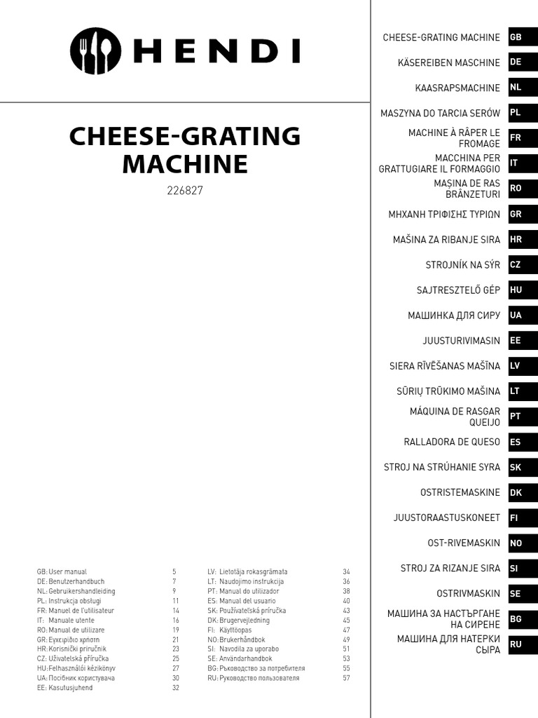 Manual 226827 Cheese Grating Machine WEB | PDF