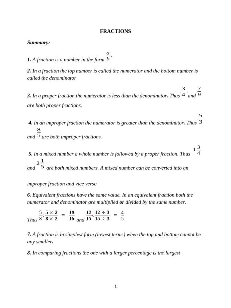 Understanding Fractions: Types and Operations | PDF | Elementary ...