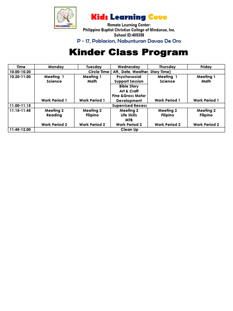 Weekly Class Schedule Overview | PDF