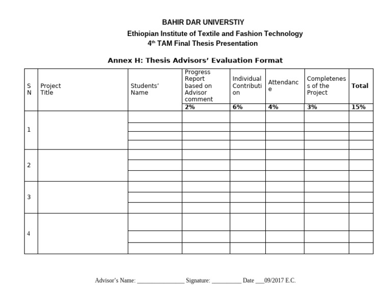 Advisor Evaluation Format | PDF
