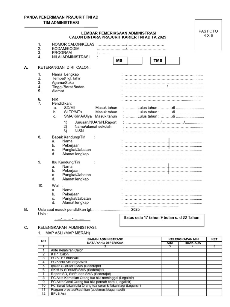 Blanko-Rikmin Bintara 2025 | PDF