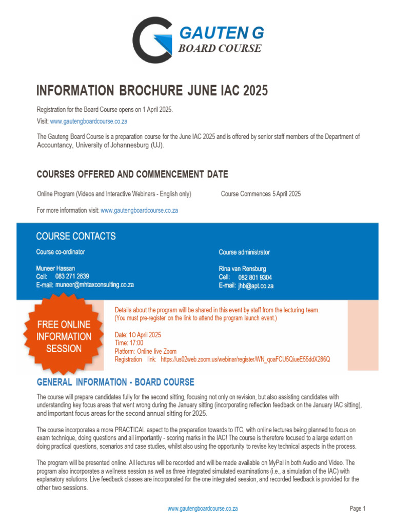 Gauteng Board Course for June IAC 2025 | PDF