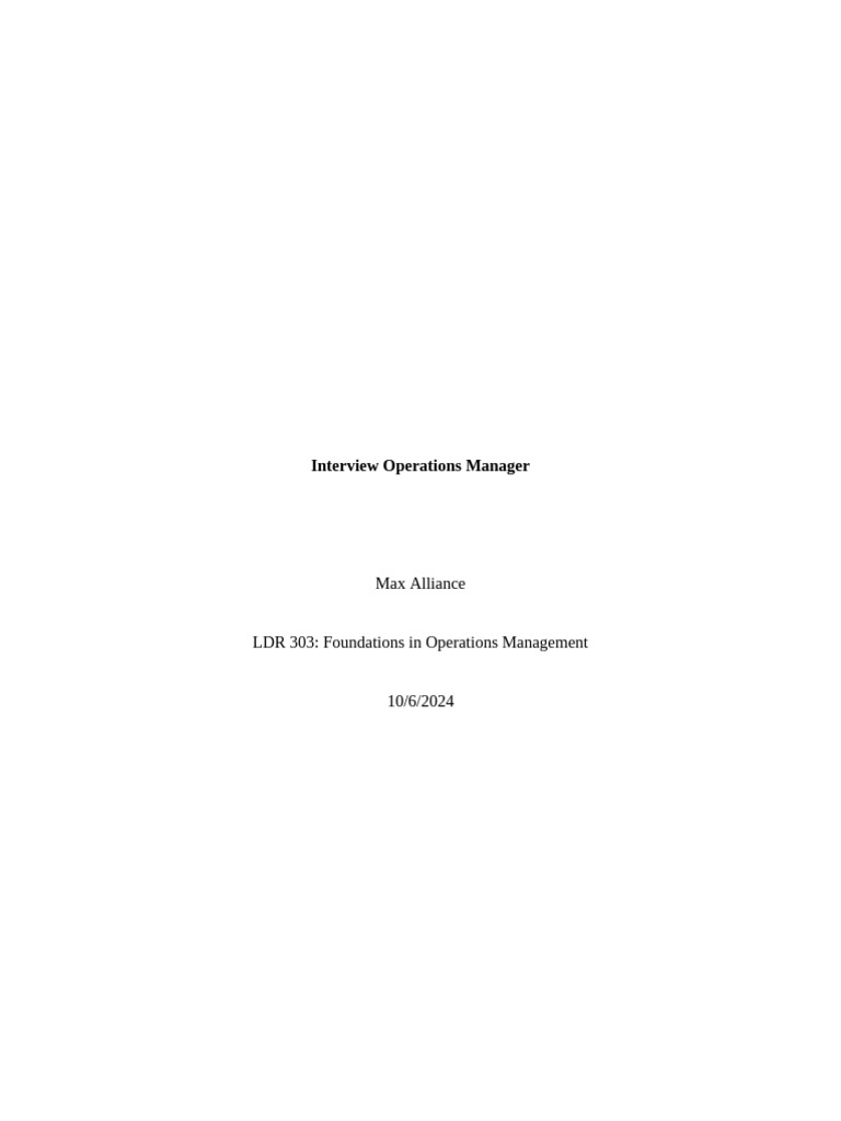 Insights from an Operations Manager Interview | PDF | Leadership ...