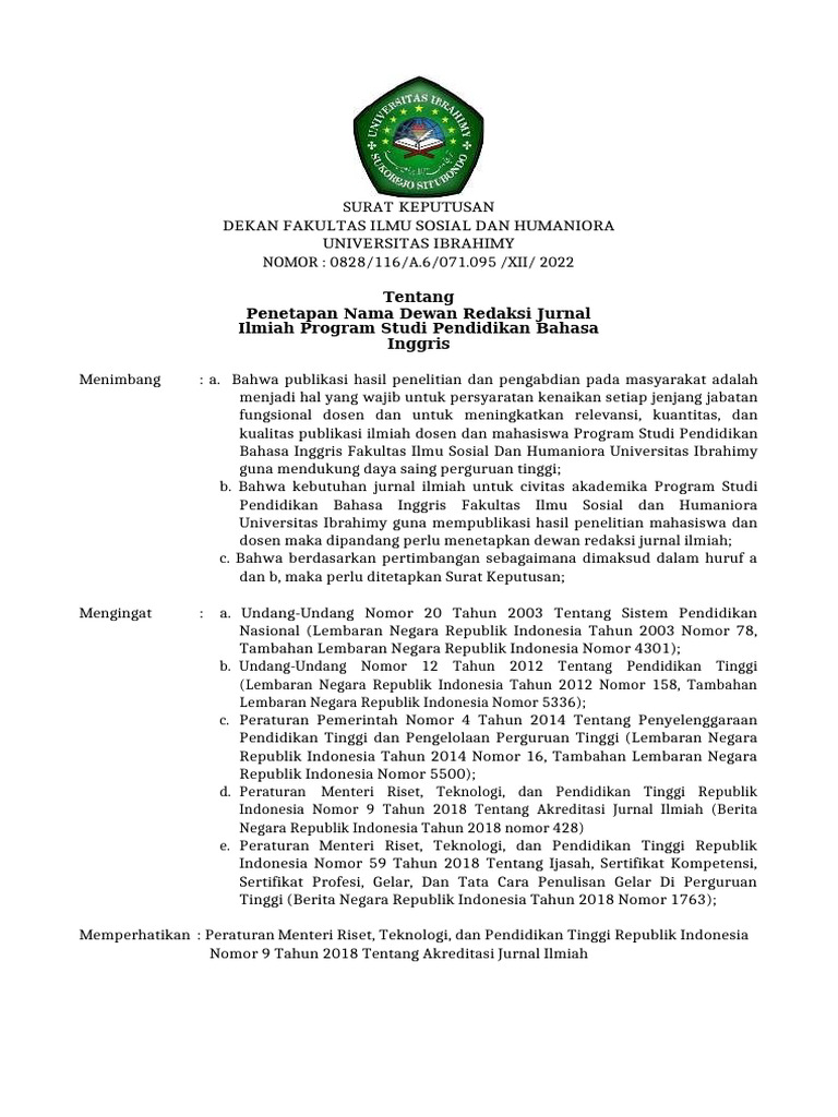 Penetapan Dewan Redaksi JOEY 2022-2026 | PDF