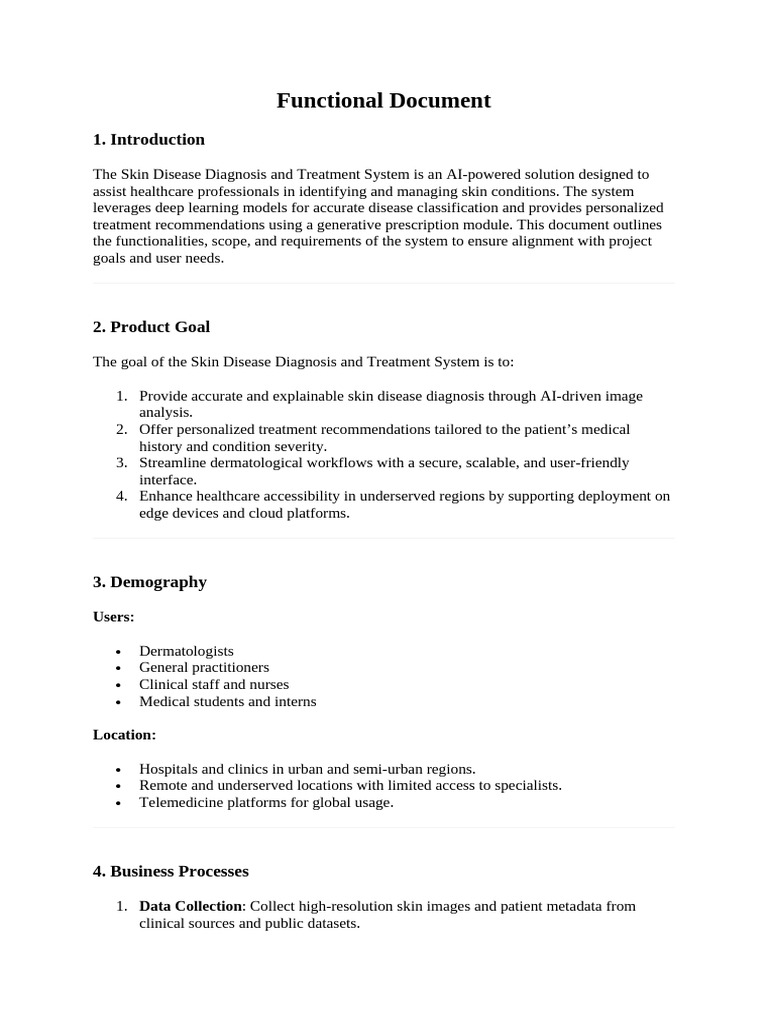 Functional Document of Skin Disease Detection | PDF | Dermatology ...