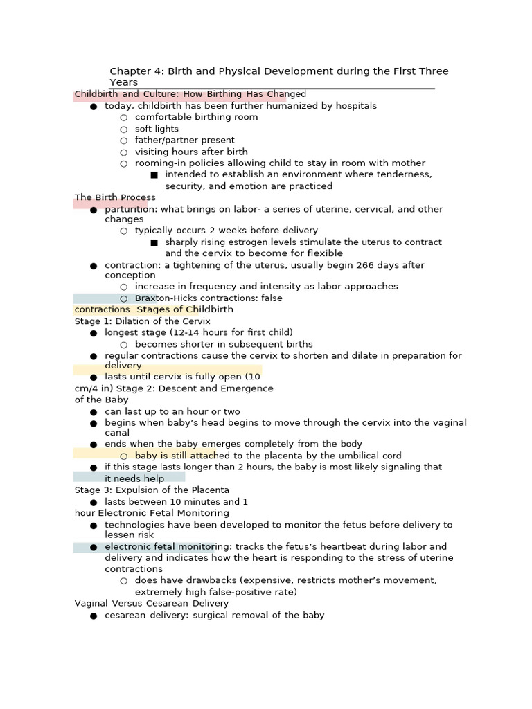 Childbirth and Infant Development Insights | PDF | Childbirth | Preterm ...