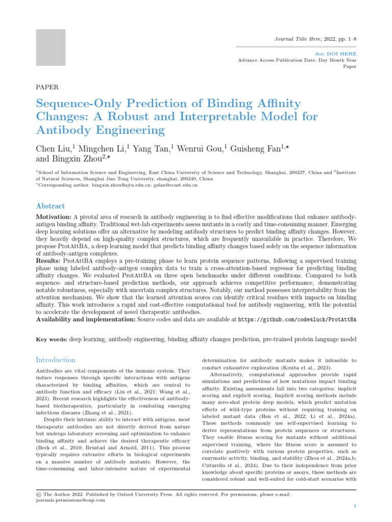 Sequence-Only Prediction of Binding Affinity Changes: A Robust and Interpretable Model For ...
