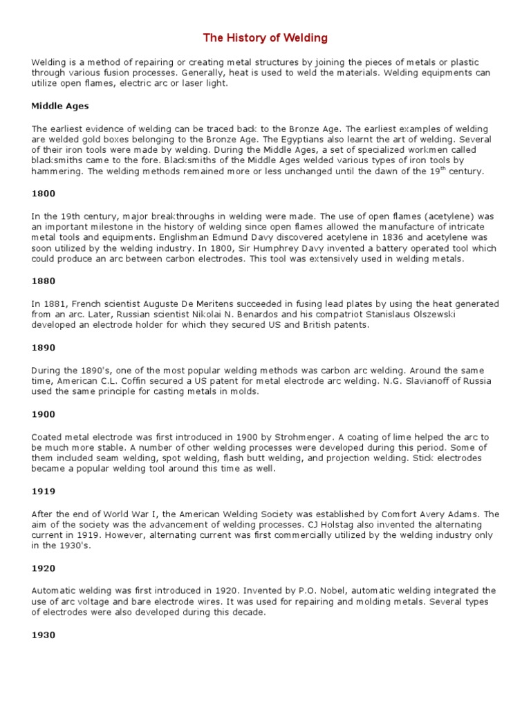 Evolution of Welding Techniques | PDF | Welding | Construction