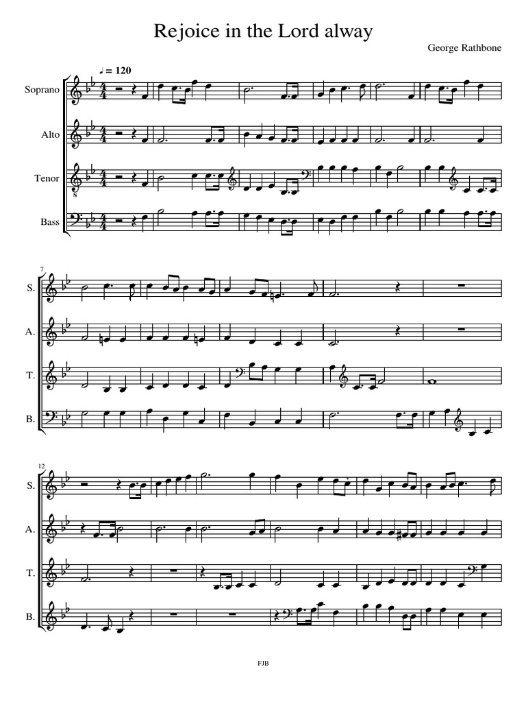 Rejoice in The Lord Alway George Rathbone SATB | PDF | Choral Music ...