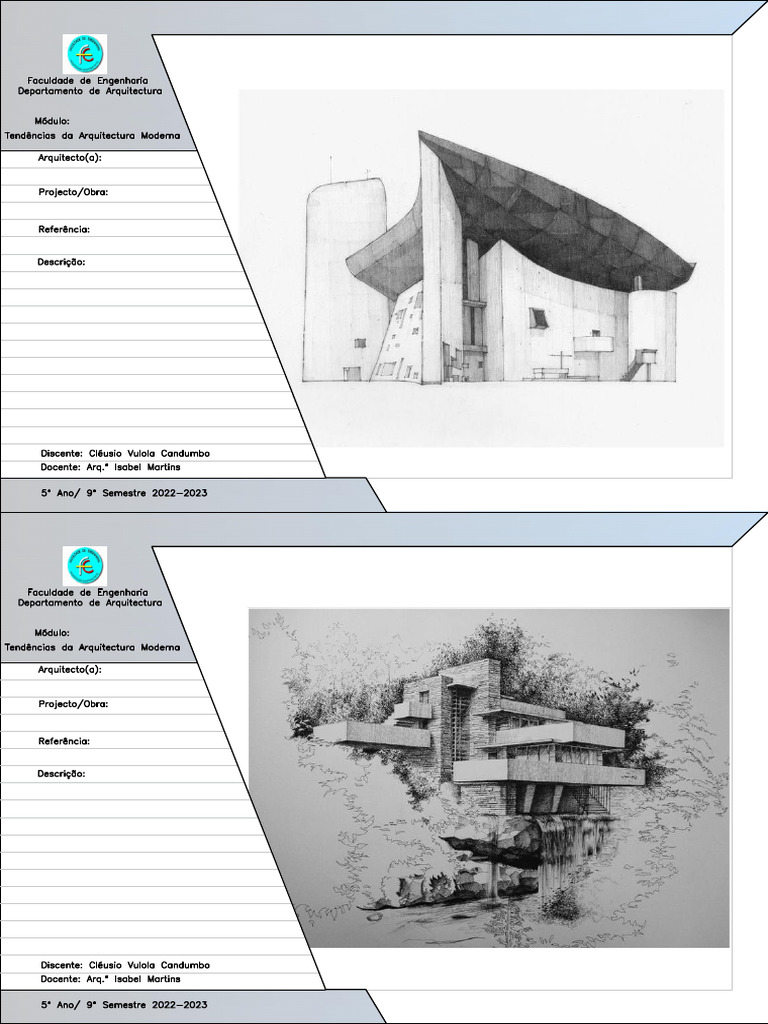 TENDÊNCIAS DA ARQUITECTURA MODERNA - Ficha - TAM - CLEUSIO VULOLA | PDF