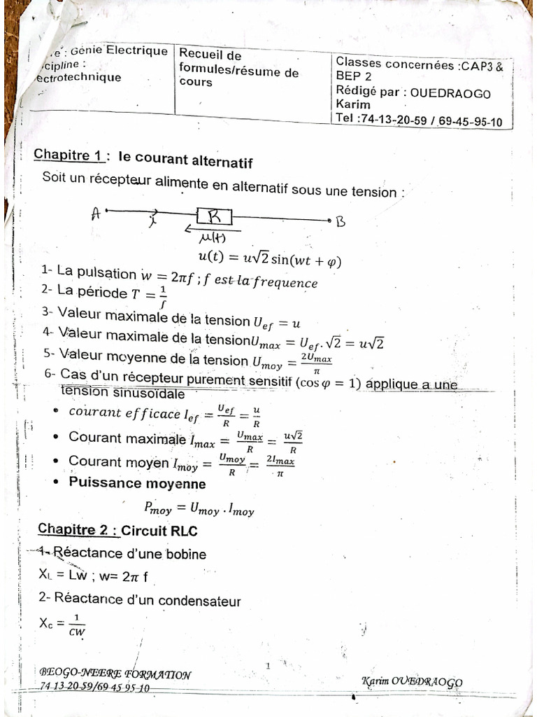 Cours Électrotechnique Bep2 | PDF
