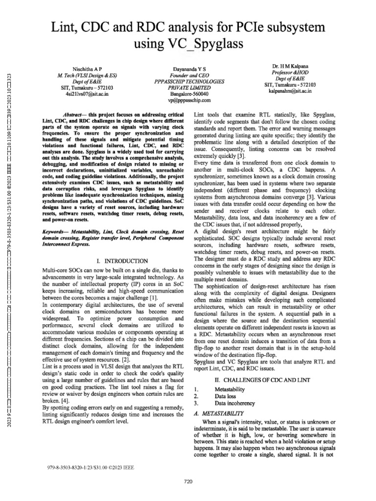 Lint CDC and RDC Analysis For PCIe Subsystem Using VC Spyglass | PDF | Hardware Description ...