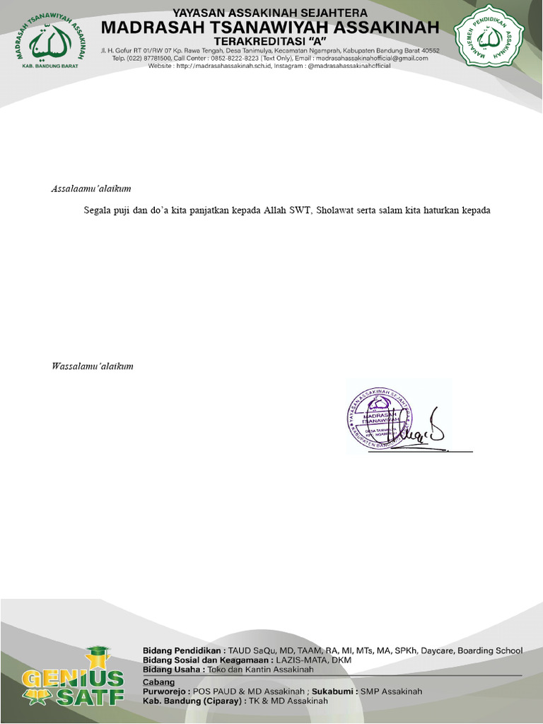 153 (Surat Pemberitahuan Masuk KBM) | PDF