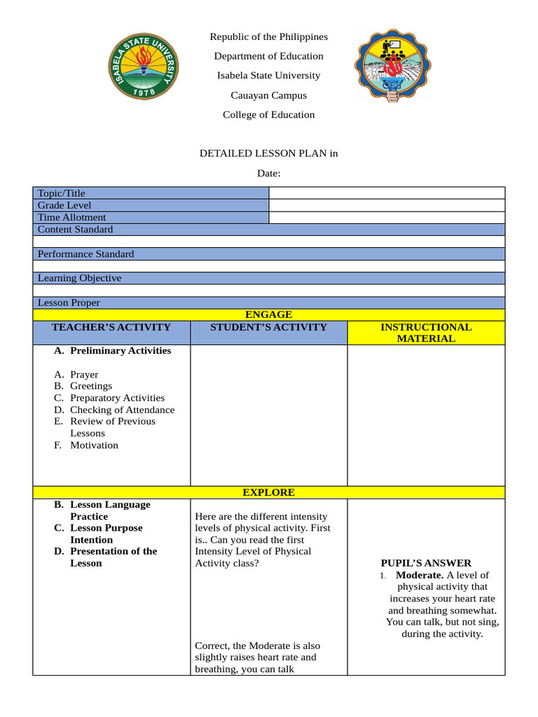 DLP Template Pe and Health | PDF | Human Communication | Cognition