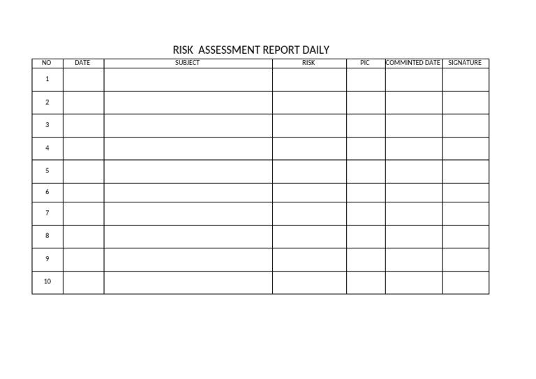 Risk Assessment Report Daily | PDF