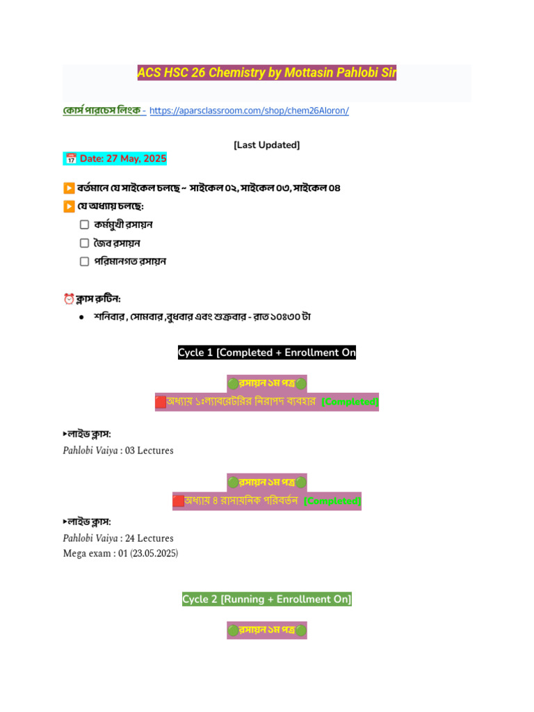 ACS HSC 26 Chemistry by Mottasin Pahlobi | PDF