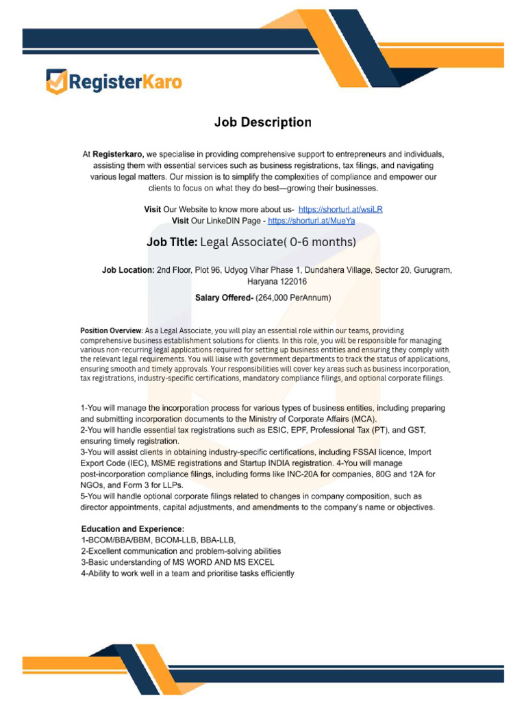 JD - Legal Associate PDF | PDF