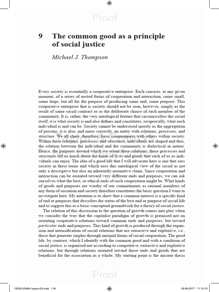 The Common Good as a Principle of Social Justice | PDF | Common Good ...