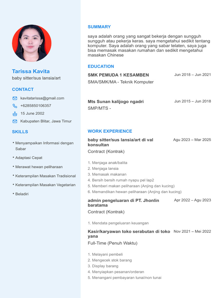 Tarissa Kavita - KitaLulusCV-2 | PDF