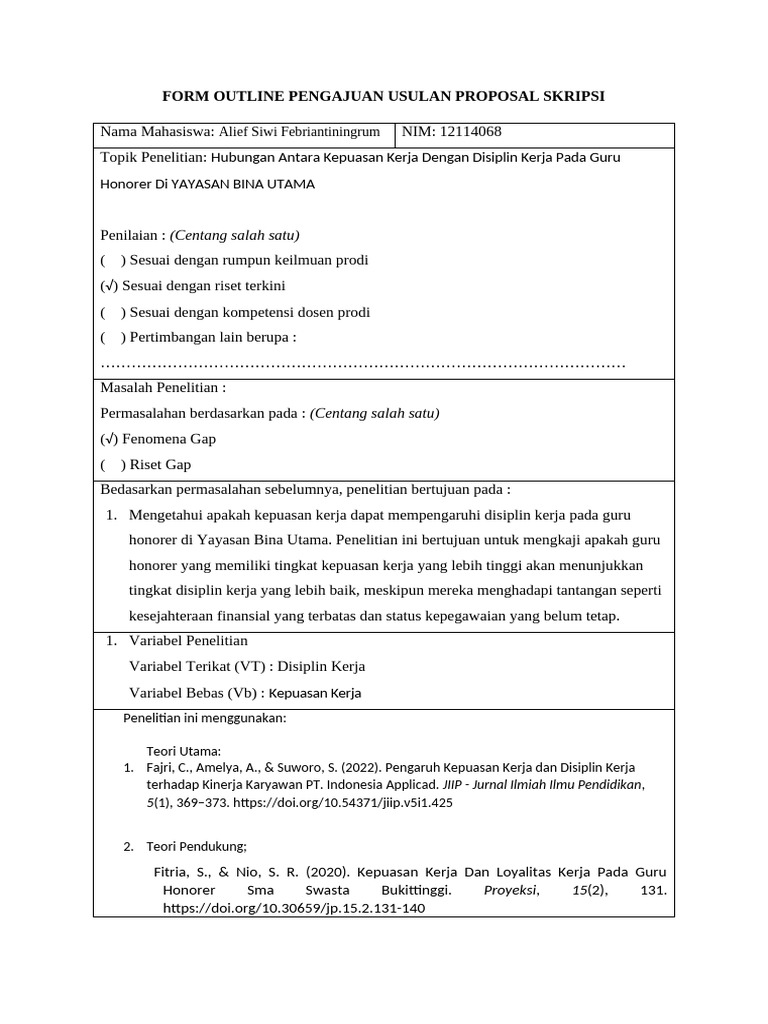 Outline Proposal Skripsi | PDF