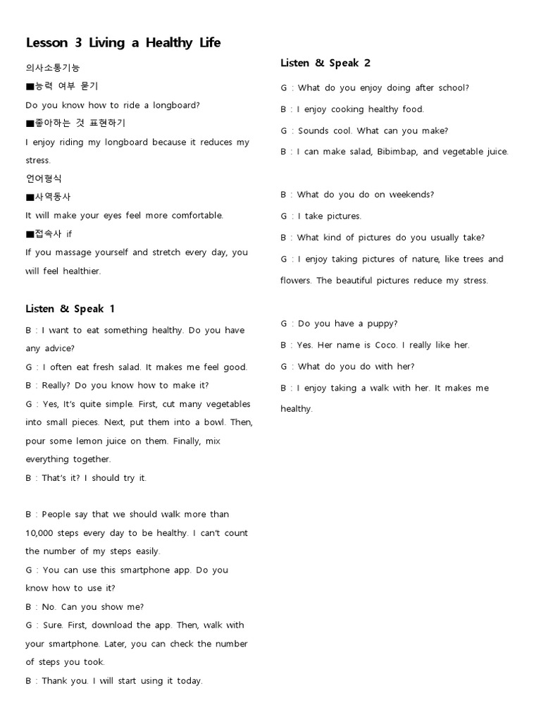 Healthy Living Tips and Activities | PDF