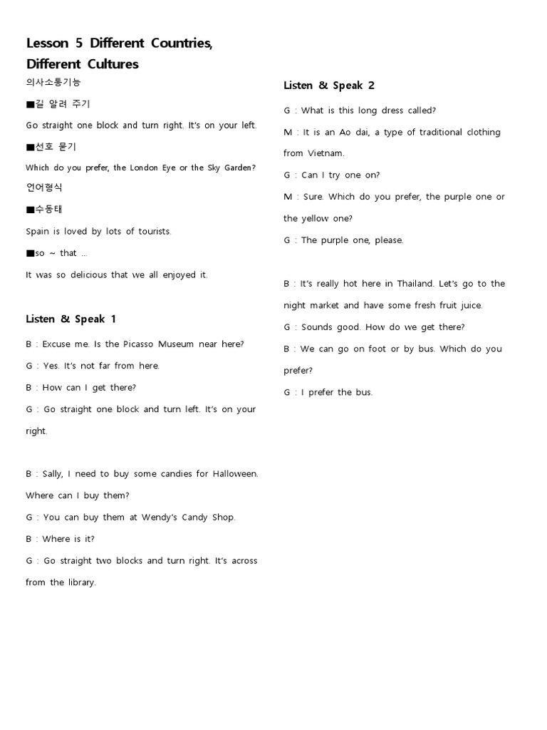 Lesson 5 Different Countries | PDF
