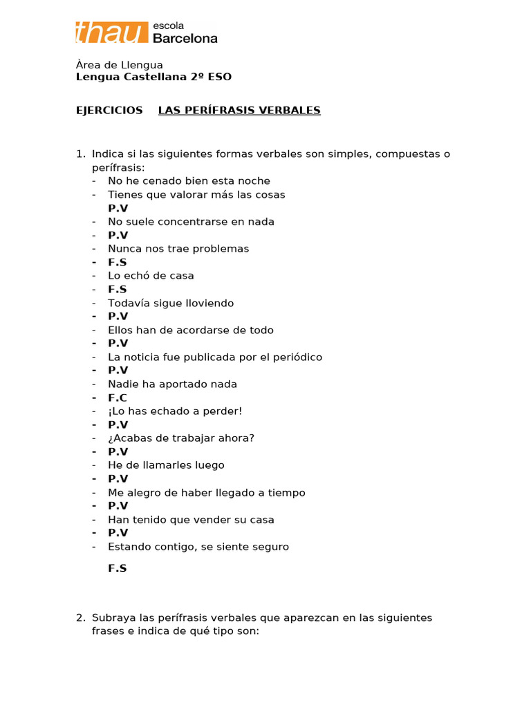 Actividades Perífrasis Verbales | PDF