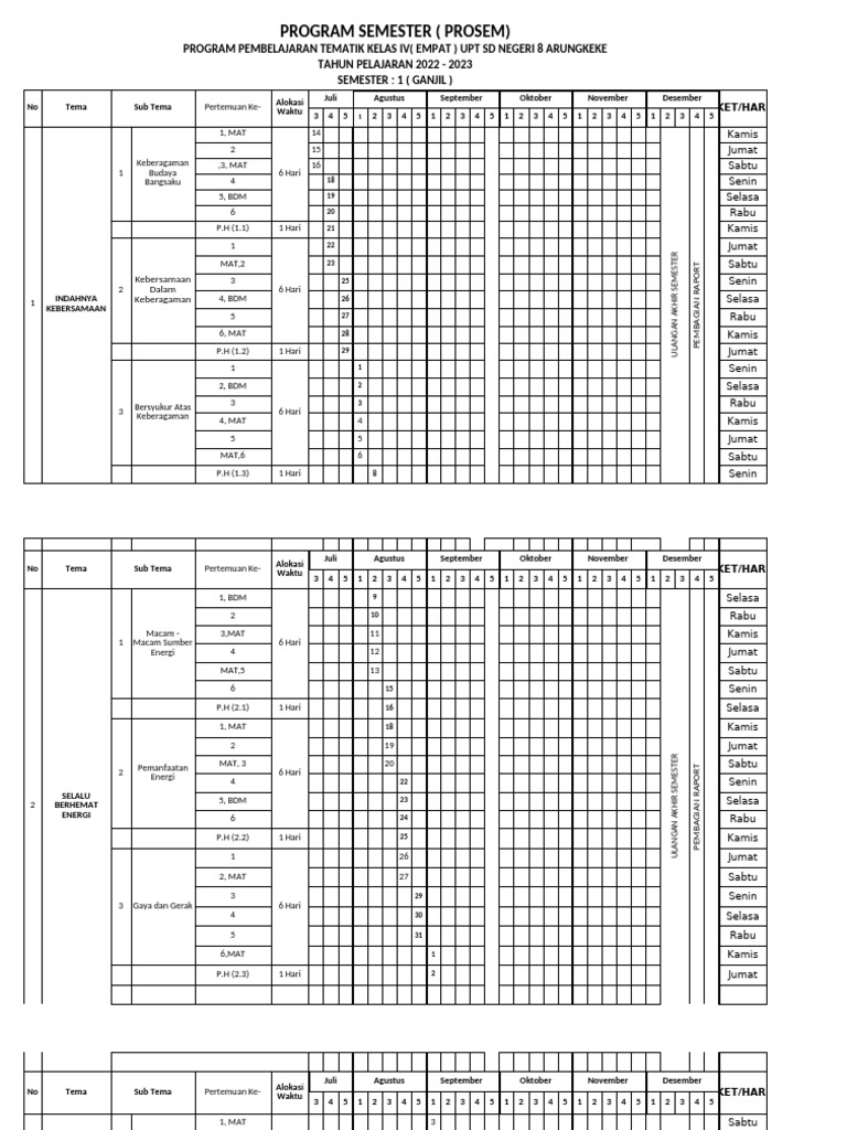 Program Semester KLS V SMSTR I | PDF