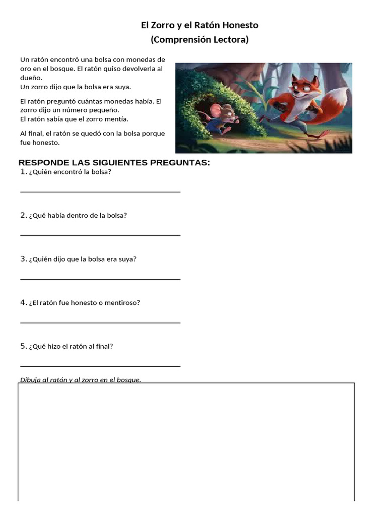 El Zorro y el Ratón Honesto: Resumen | PDF