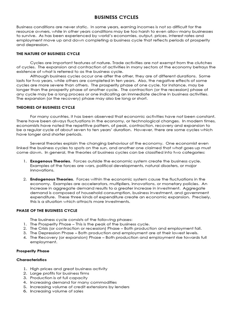 Understanding Business Cycles and Inflation | PDF | Business Cycle ...
