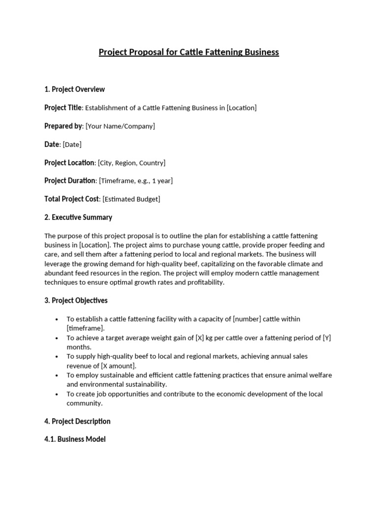 Project Proposal For Cattle Fattening Business | PDF | Cattle | Procurement